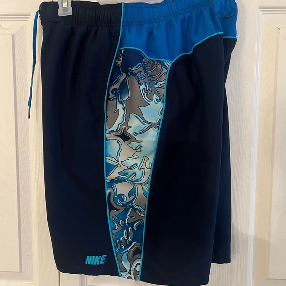 Nike | Swim | Mens Nike Swim Trunks Blue Printed Inset Side Lined ...